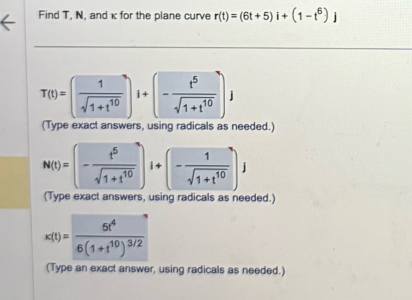 Solved Find T,N, ﻿and k ﻿for the plane curve | Chegg.com