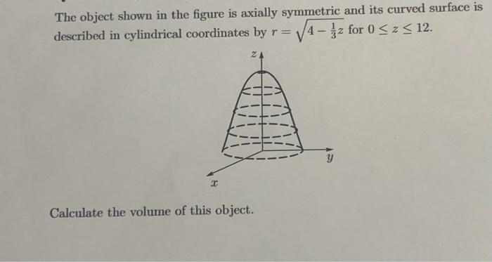 Solved The object shown in the figure is axially symmetric | Chegg.com