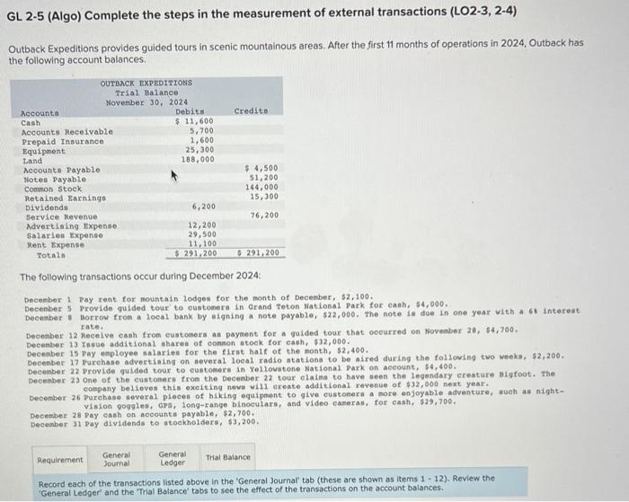 Solved GL 2-5 (Algo) Complete the steps in the measurement | Chegg.com