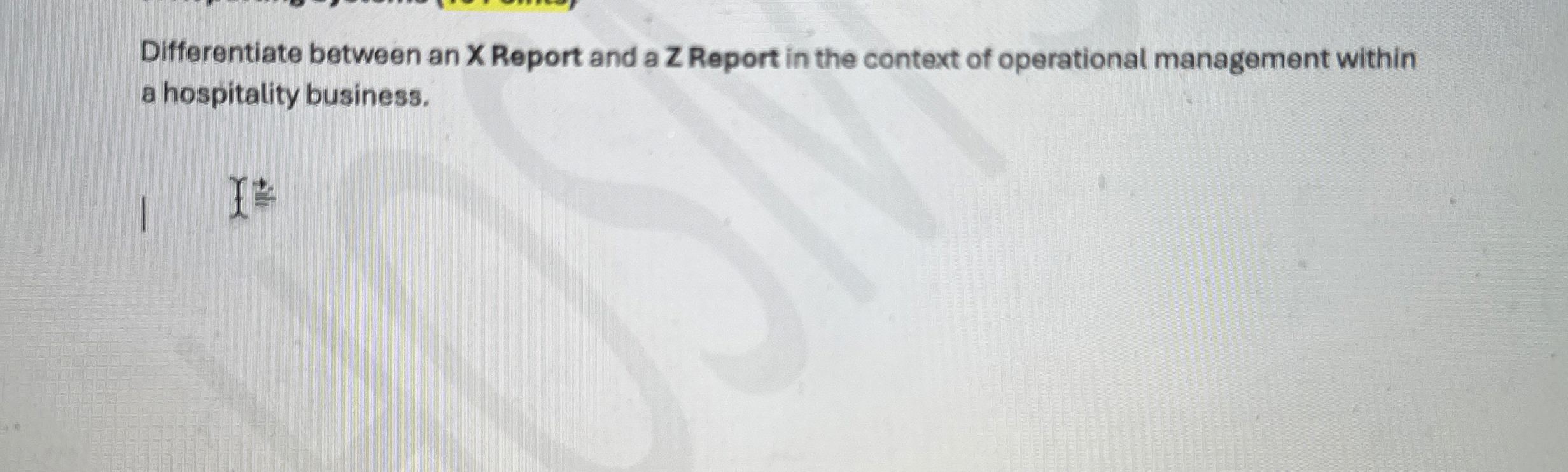 Solved Differentiate between an X Report and a Z Report in | Chegg.com