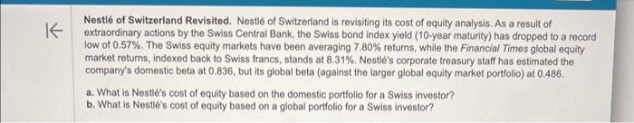 Solved Nestlé of Switzerland Revisited. Nestlé of | Chegg.com