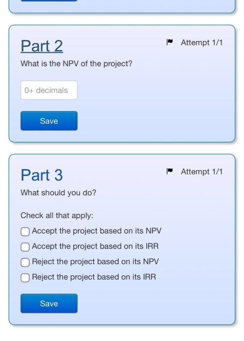 Solved Intro You've estimated the following cash flows (in | Chegg.com