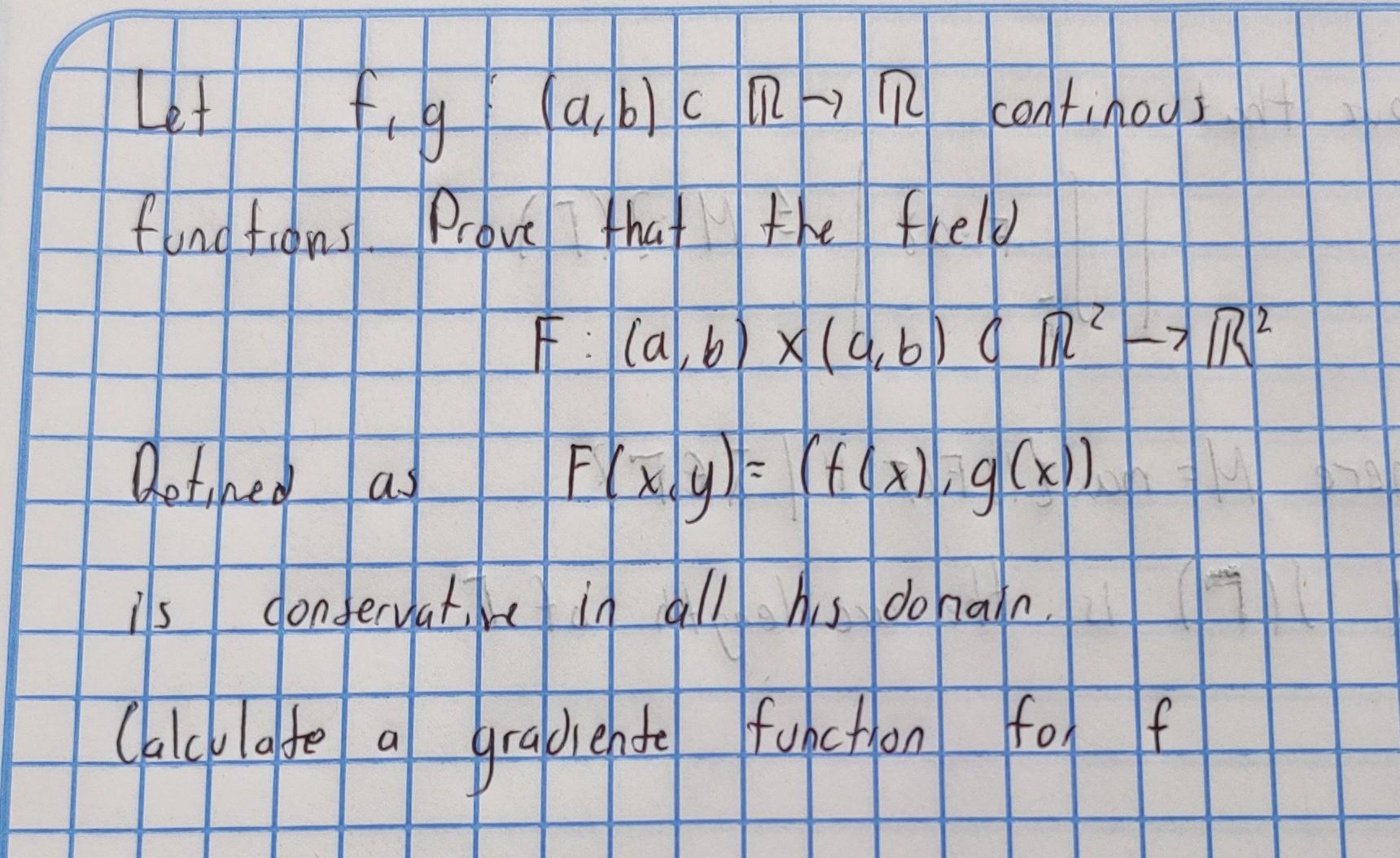 Solved Let f,g:(a,b)⊂R→R continous functions. Prove that the | Chegg.com