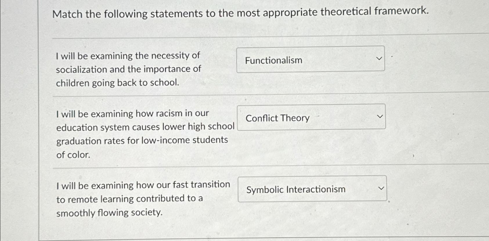 Solved Match the following statements to the most | Chegg.com