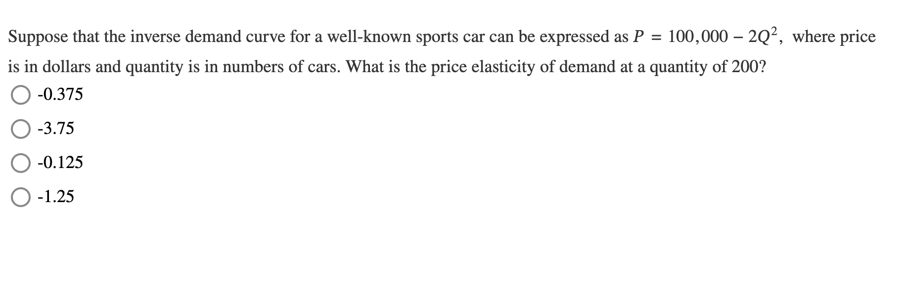 Solved Suppose that the inverse demand curve for a | Chegg.com