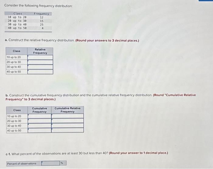 Solved Consider the following frequency distribution: Class | Chegg.com