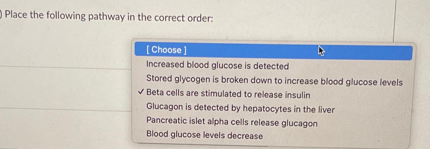 Solved Place the following pathway in the correct order:[ | Chegg.com