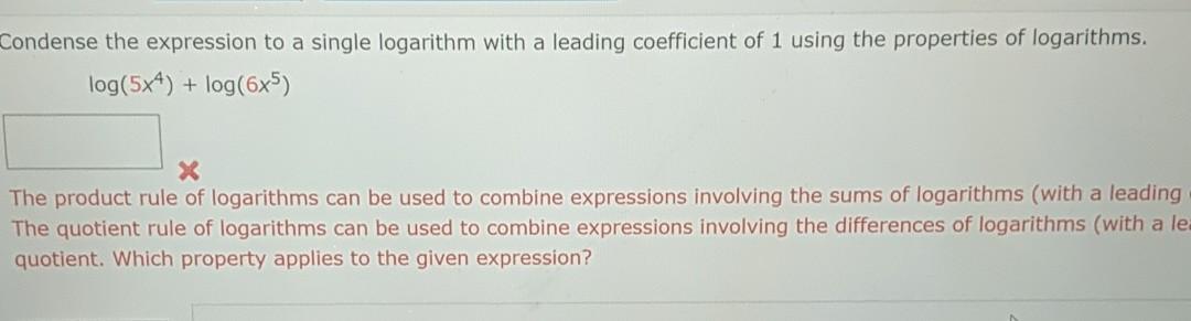 Solved Condense the expression to a single logarithm with a | Chegg.com