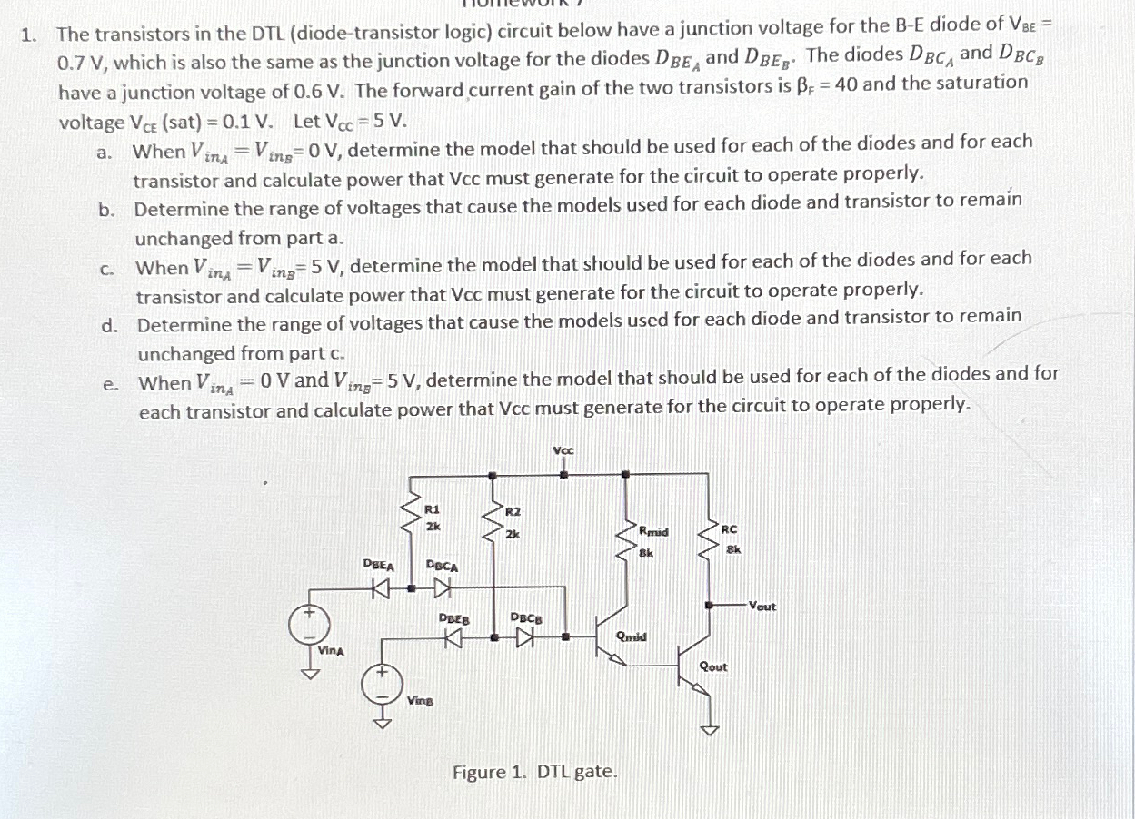 Solved The transistors in the DTL (diode-transistor logic) | Chegg.com