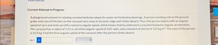 Solved A playground carousel is rotating counterclockwise | Chegg.com