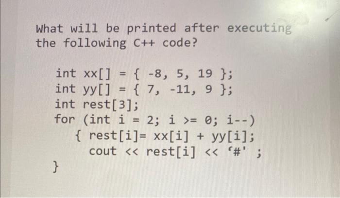 Solved What will be printed after executing the following | Chegg.com