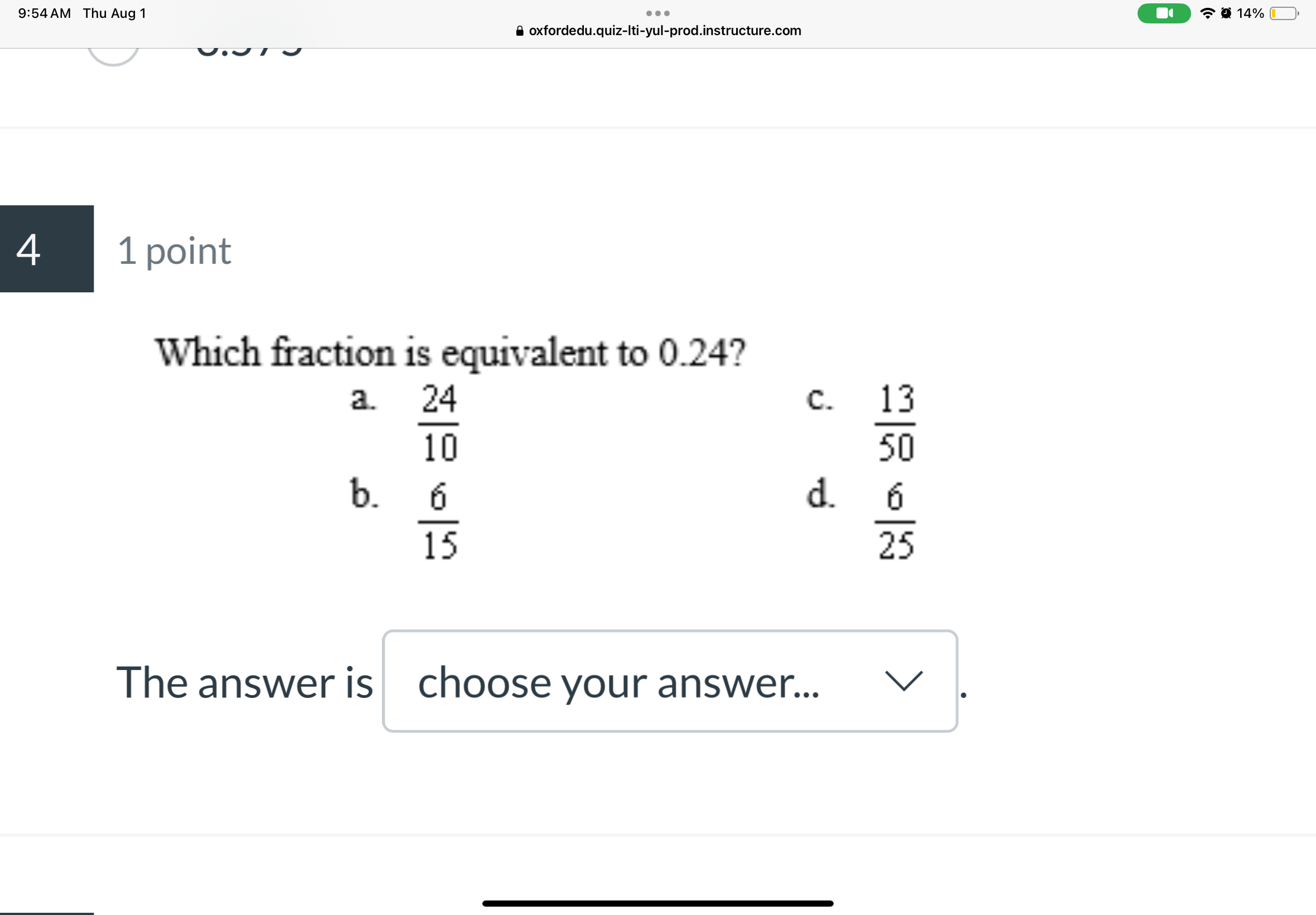 Solved Which Fraction Is Equivalent To