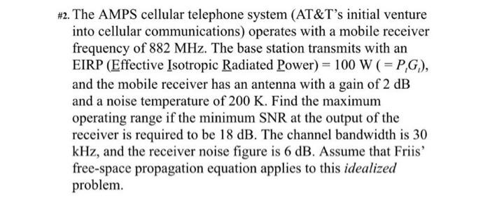 Solved #2. The AMPS cellular telephone system (AT&T's | Chegg.com