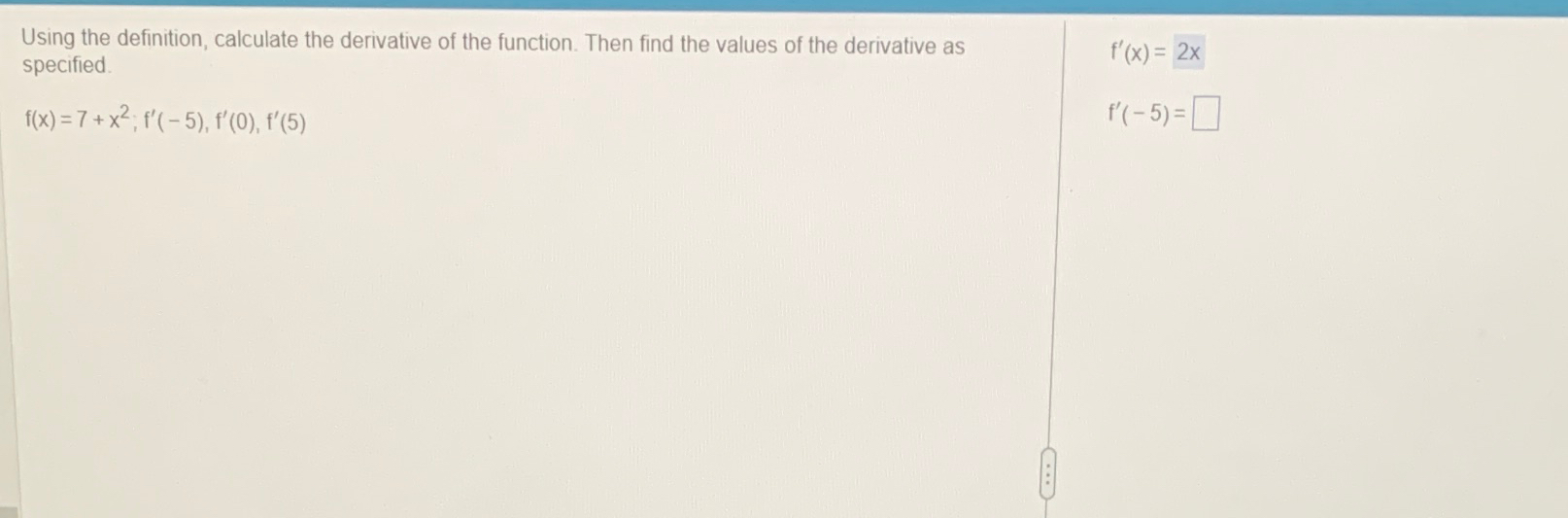 Solved Using the definition, calculate the derivative of the | Chegg.com