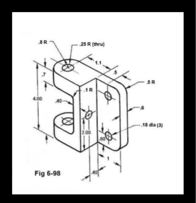 Solved Use autocad to draw a 3-view orthographic projection | Chegg.com
