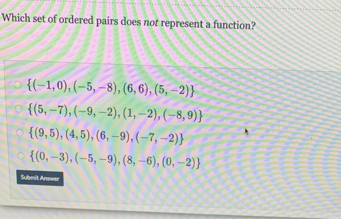 Solved Which set of ordered pairs does not represent a | Chegg.com