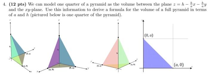 Solved - 4. (12 pts) We can model one quarter of a pyramid | Chegg.com