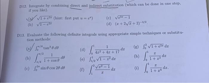 Solved D12. Integrate by combining direct and indirect | Chegg.com