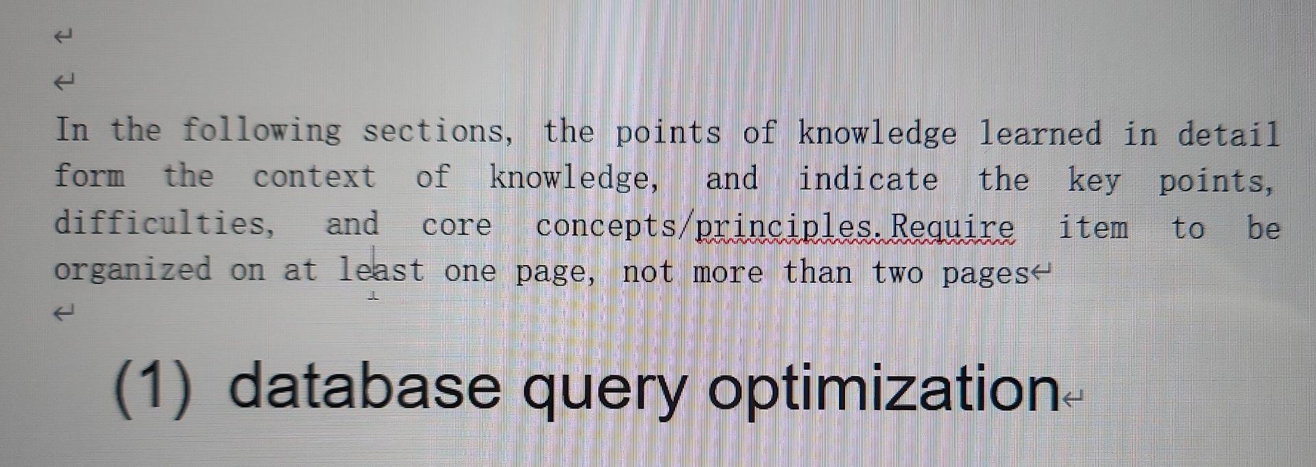 Solved 1 In the following sections, the points of knowledge | Chegg.com