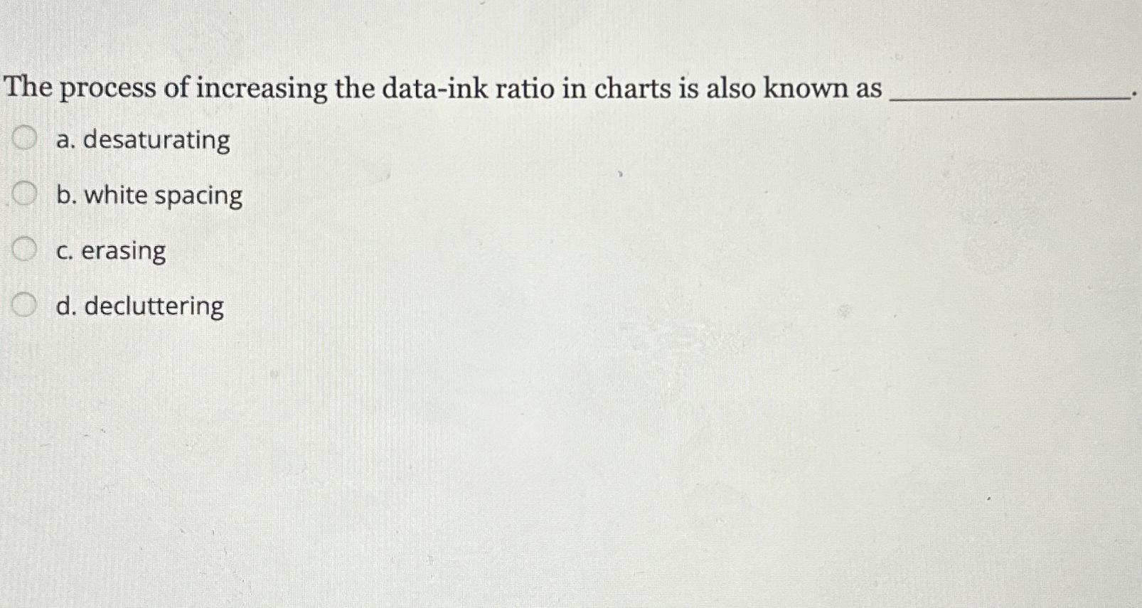 Solved The process of increasing the data-ink ratio in | Chegg.com
