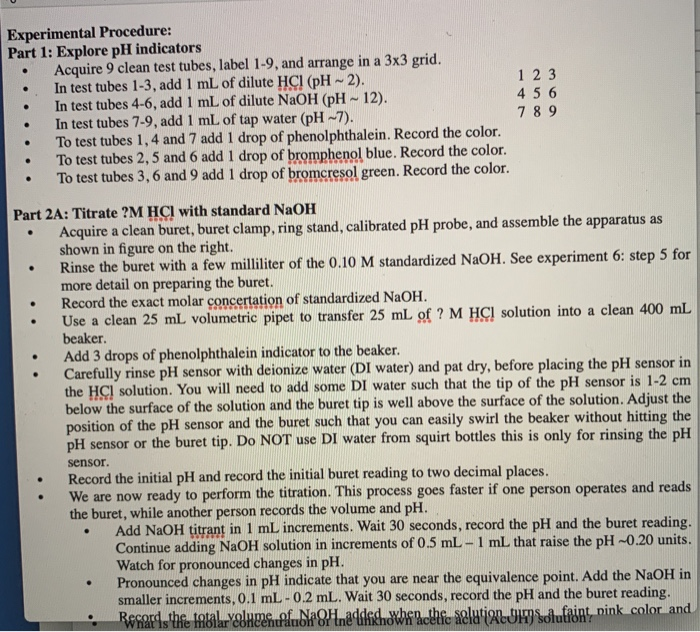 Experiment 7: pH indicators and Acid-base titrations | Chegg.com