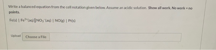 Solved Write a balanced equation from the cell notation | Chegg.com