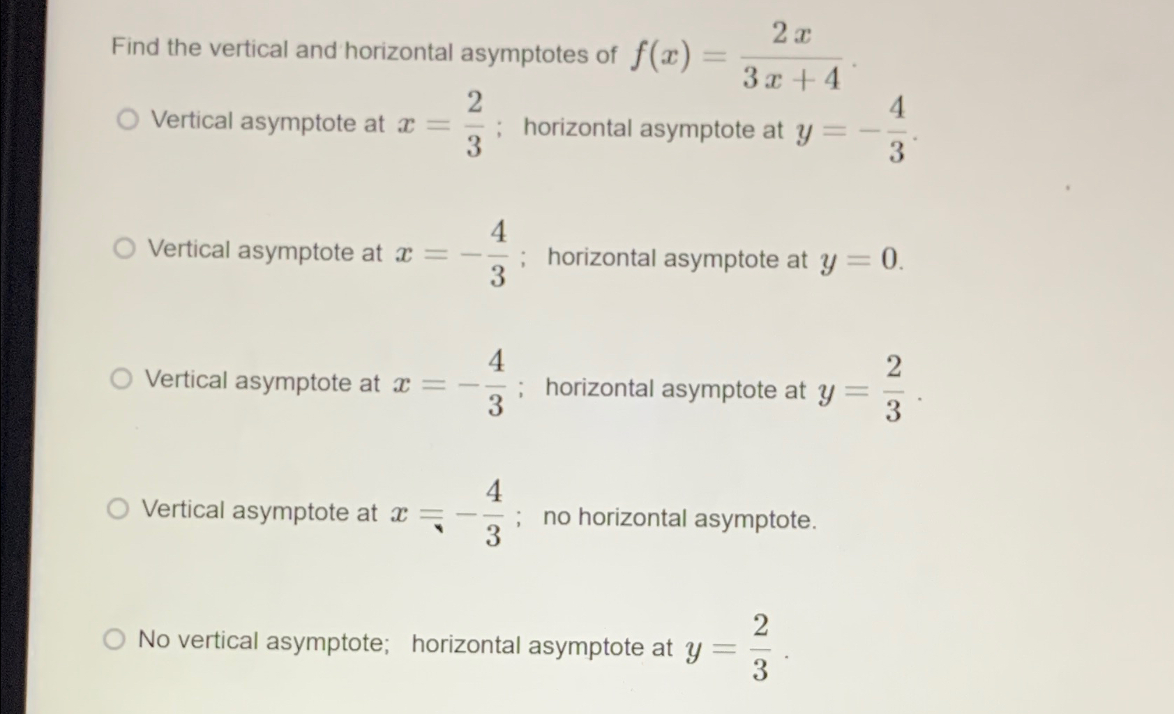 Solved Find the vertical and horizontal asymptotes of | Chegg.com