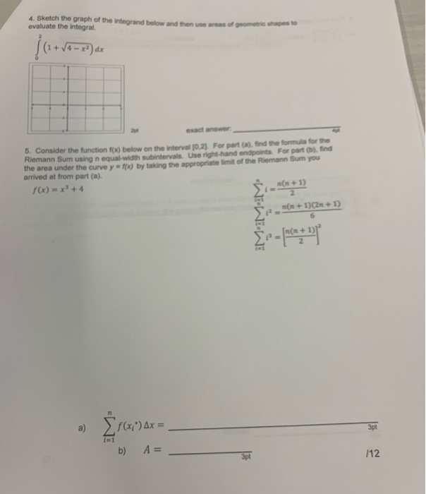 Solved 4. Sketch the graph of the integrand below and then | Chegg.com