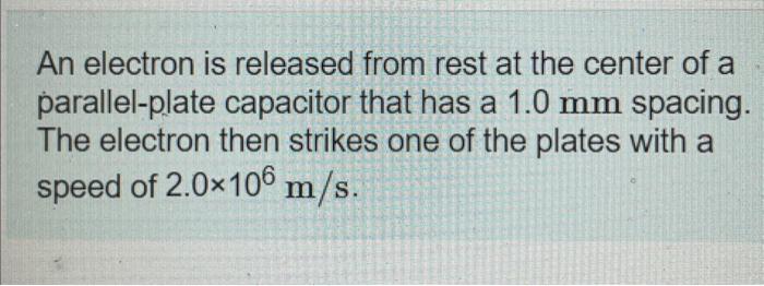 Solved An electron is released from rest at the center of a | Chegg.com
