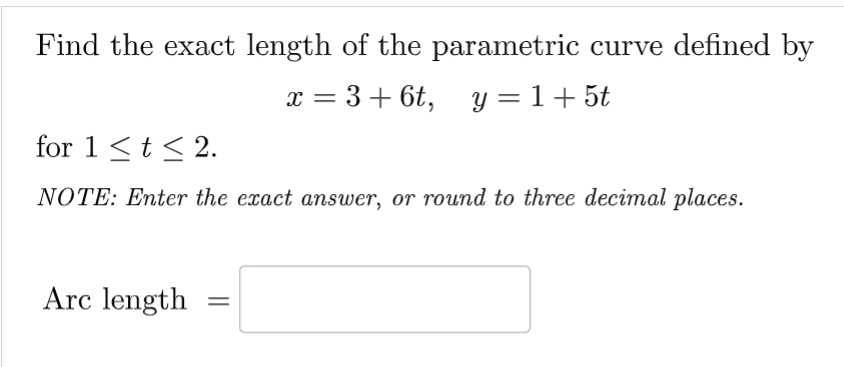 Solved Find the exact length of the parametric curve defined | Chegg.com