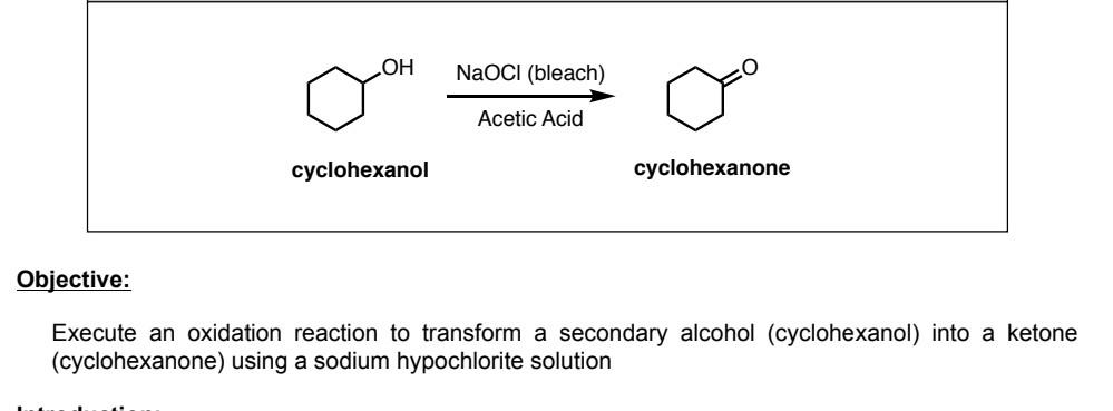 Solved ОН NaOCI (bleach) Acetic Acid cyclohexanol | Chegg.com