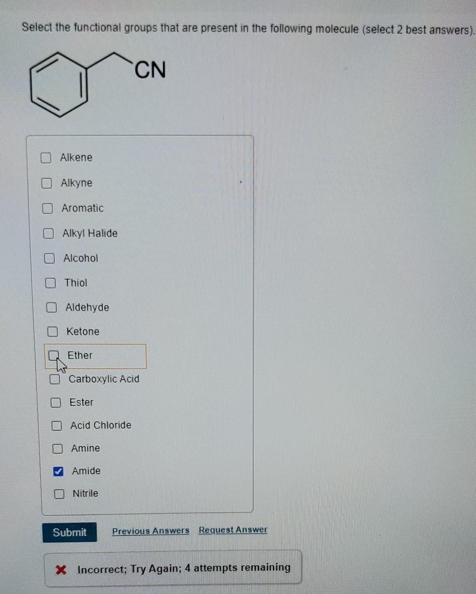 Solved Select the functional groups that are present in the | Chegg.com