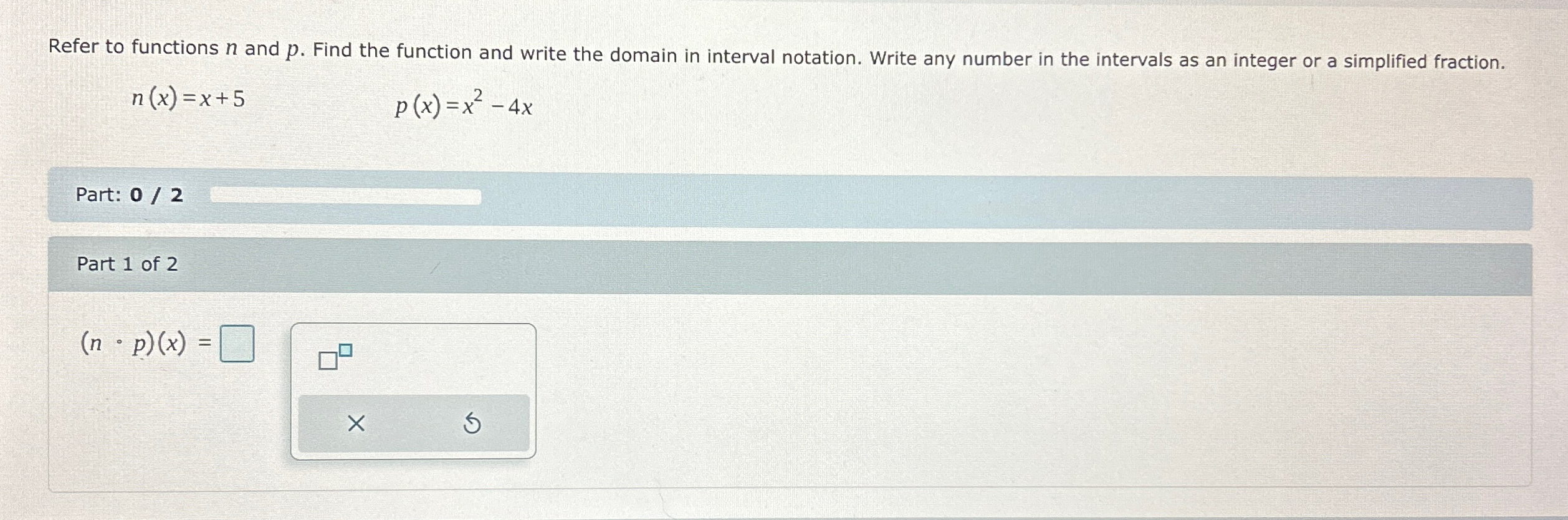Solved Refer to functions n ﻿and p. ﻿Find the function and | Chegg.com