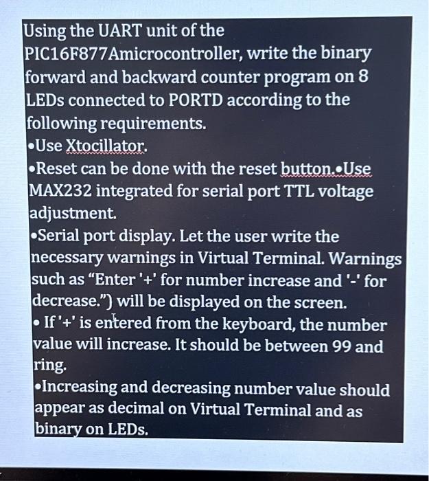 Solved HURRY PLEASEUsing the UART unit of the | Chegg.com