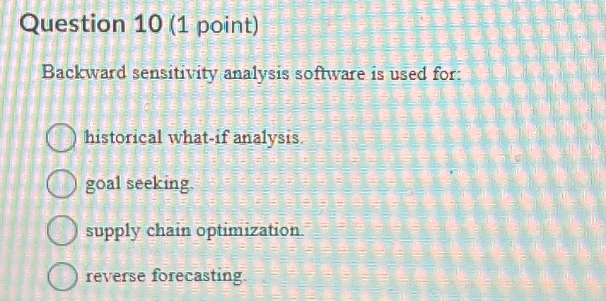 Solved Question 10 (1 ﻿point)Backward sensitivity analysis | Chegg.com