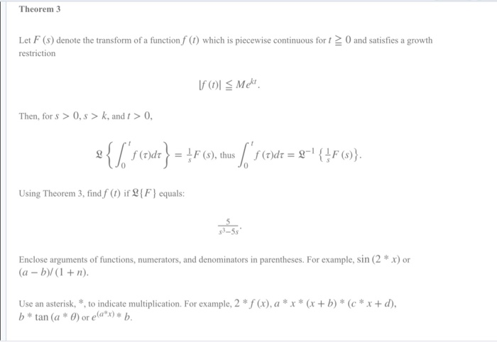 Solved Theorem 3 and satisfies a growth Let F (S) denote the | Chegg.com