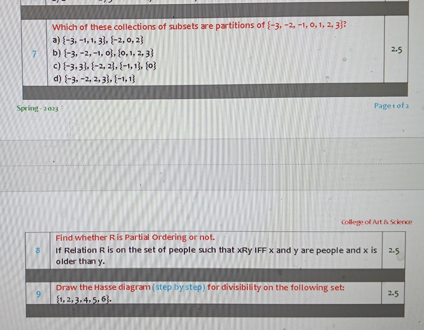 Solved Which of these collections of subsets are partitions | Chegg.com