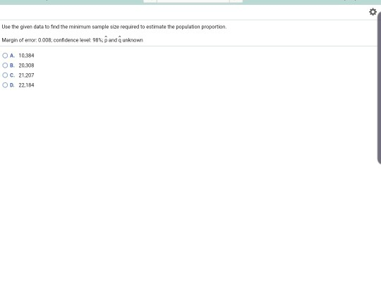 Solved Use the given data to find the minimum sample size | Chegg.com
