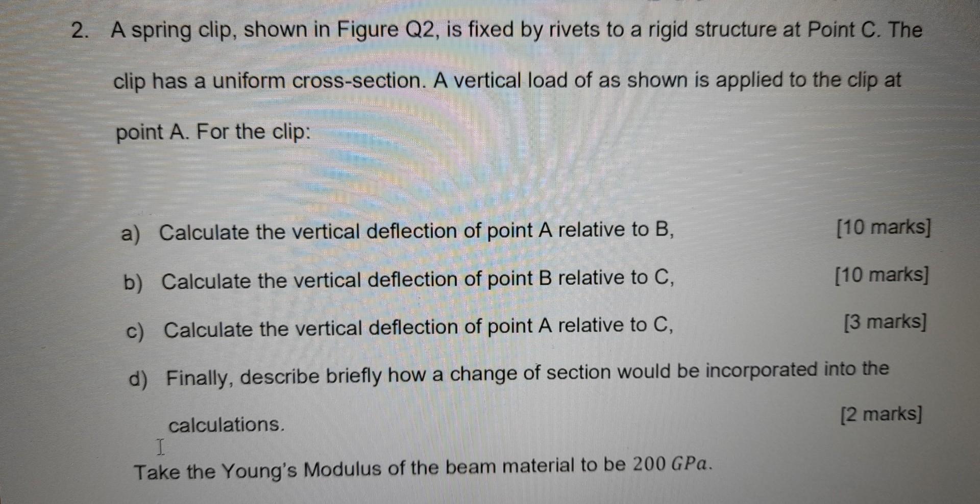 Solved 2. A spring clip, shown in Figure Q2, is fixed by | Chegg.com