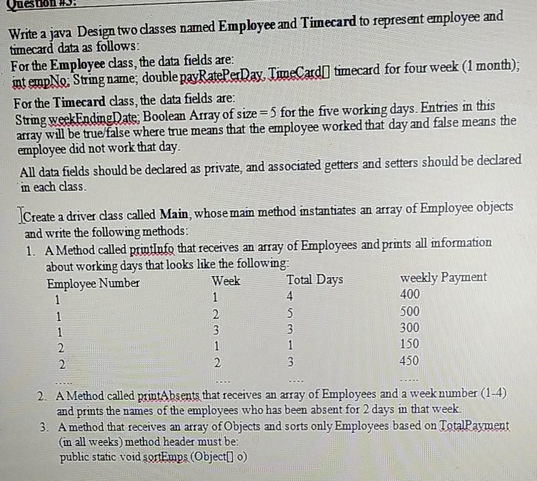 Solved Write A Java Design Two Classes Named Employee And