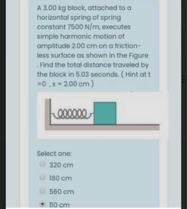 Solved A 3.00 kg block, attached to a horizontal spring of | Chegg.com