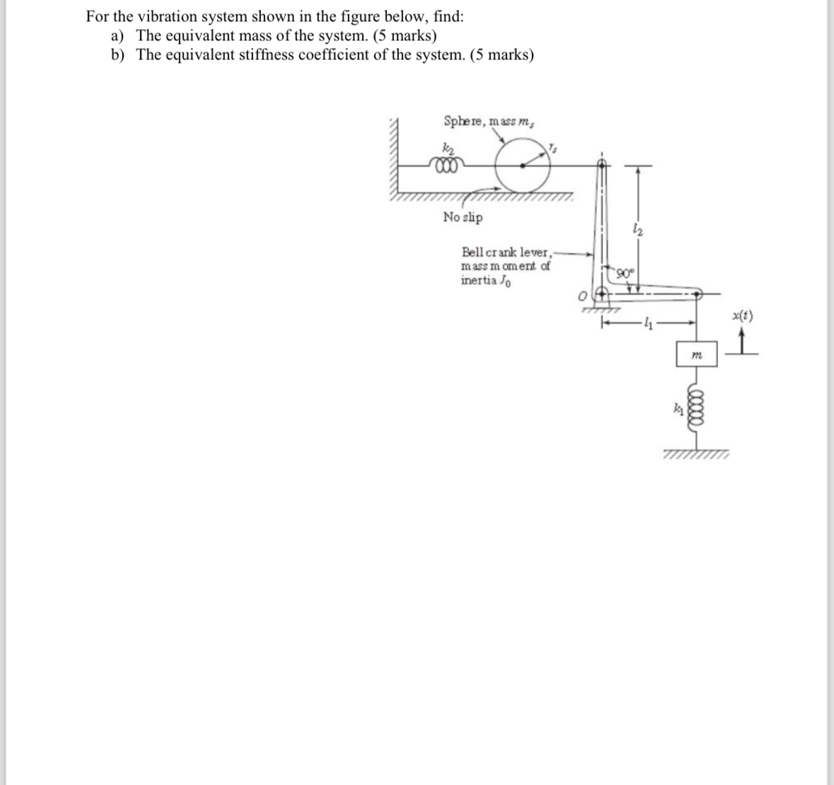 Solved For the vibration system shown in the figure below, | Chegg.com