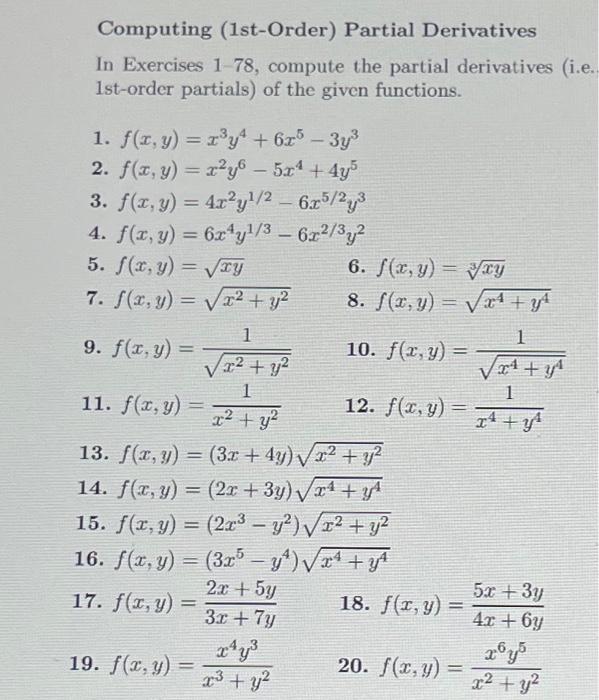 Solved Computing (1st-Order) Partial Derivatives In | Chegg.com