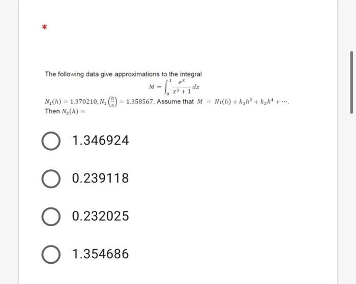 Solved * The following data give approximations to the | Chegg.com