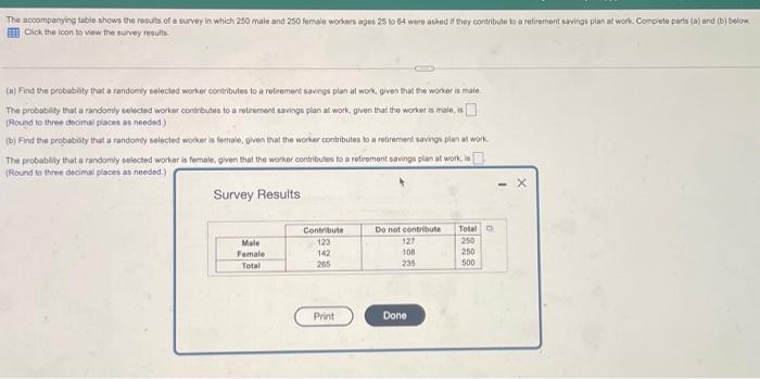 Solved Click the icon to view the survey results. The | Chegg.com