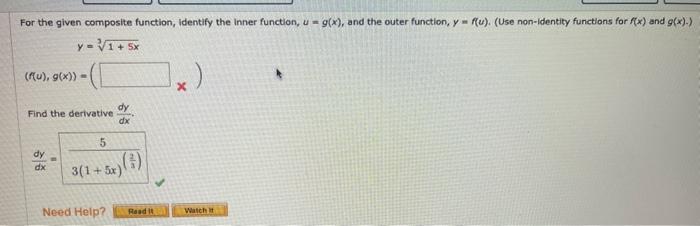 Solved For the given composite function, identify the inner | Chegg.com