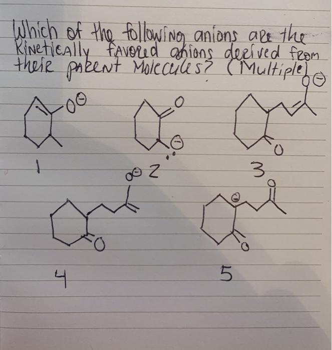 Solved Which of the following anions are the Kinetically | Chegg.com