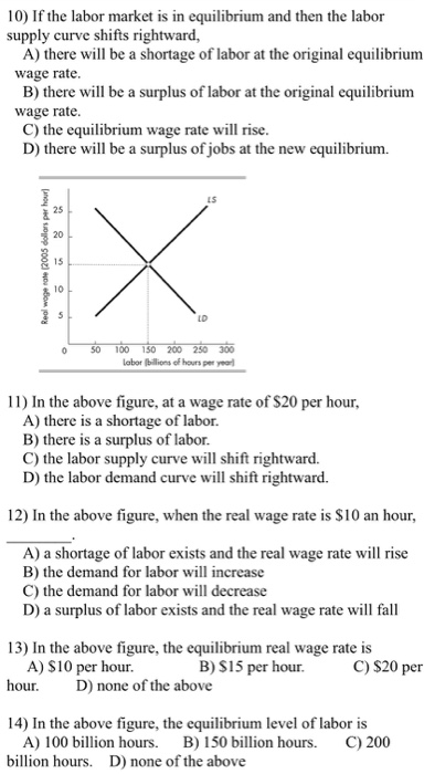 Solved 10) If the labor market is in equilibrium and then | Chegg.com