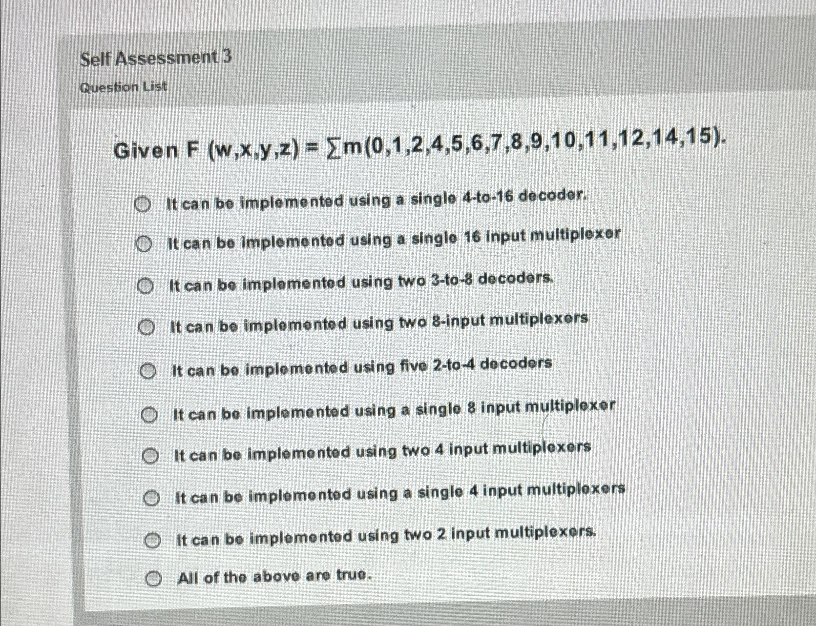 Solved Self Assessment 3Question ListGiven | Chegg.com