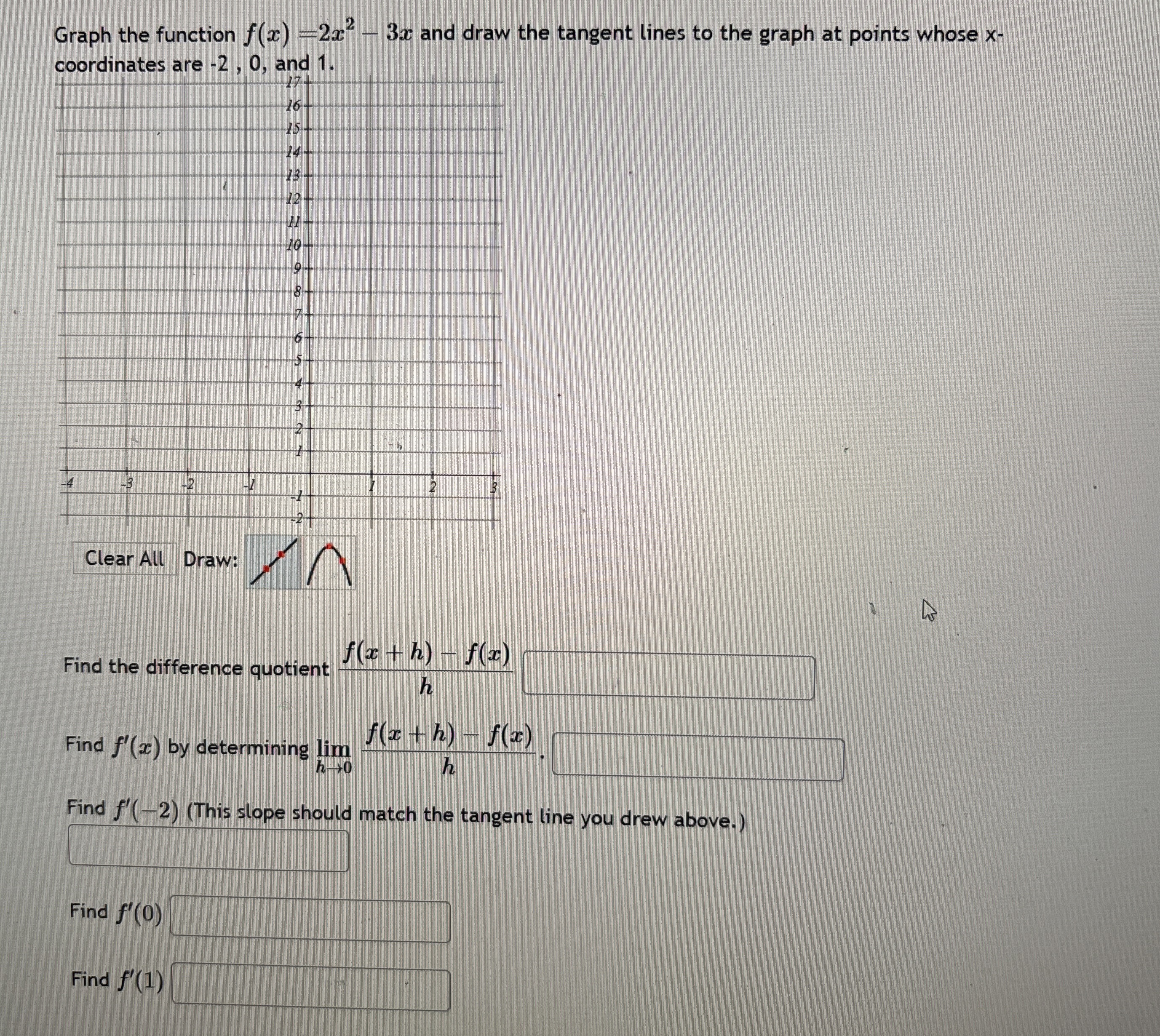 How to solve Graph the function f(x)=2x2-3x ﻿and draw | Chegg.com